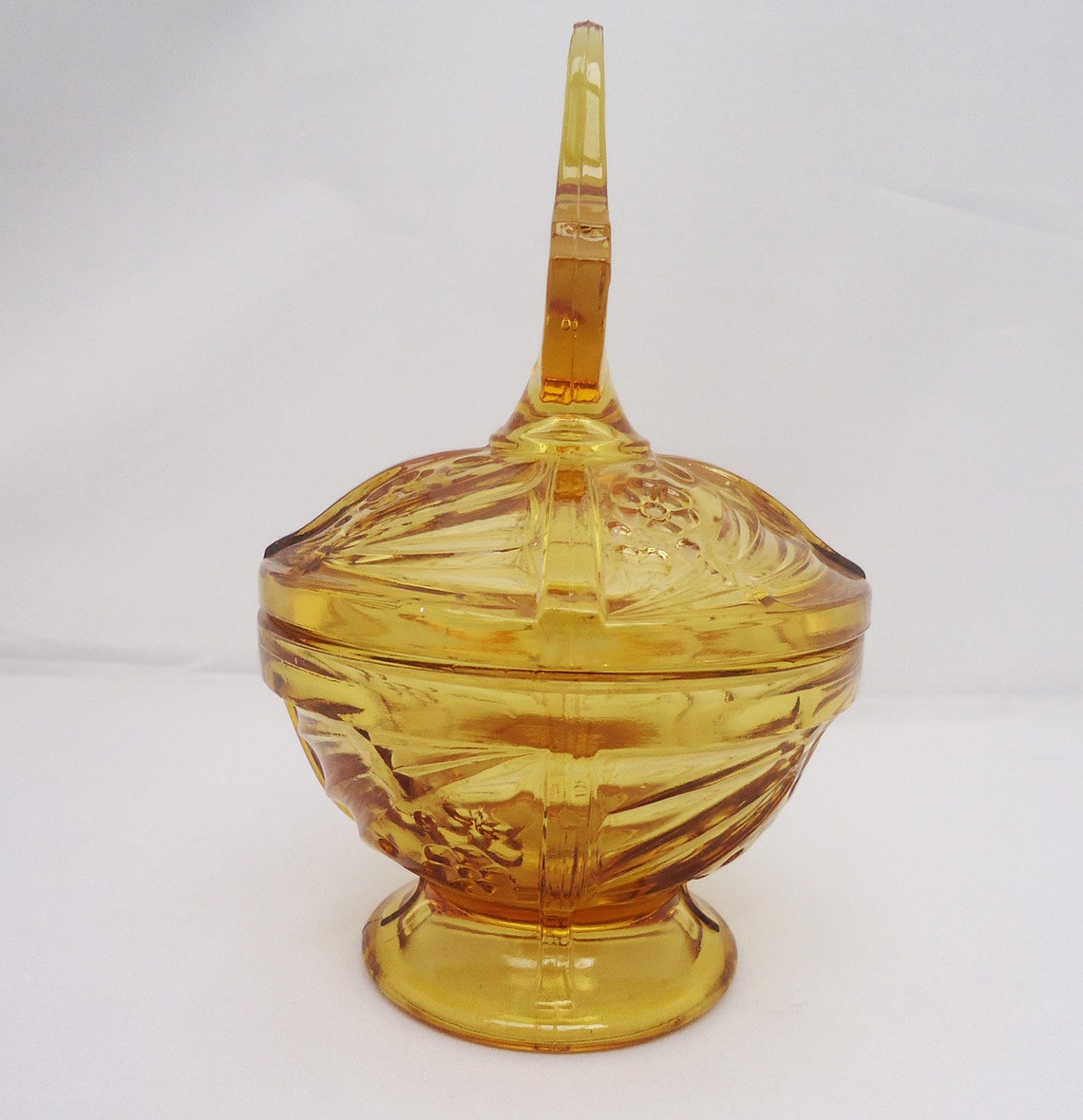 Amber Glass Trinket Box Amber Glass Jewellery Box Amber | Etsy UK