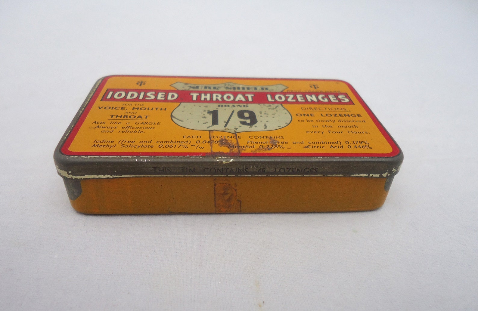 Vintage Lodised Throat Lozenges Pastilles Tin Sure Shield - Etsy