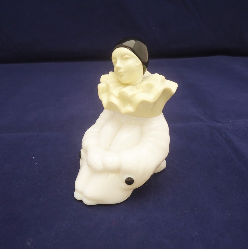 Vintage Avon Clown Perfume Bottle Milk Glass Sitting Pierrot - Etsy