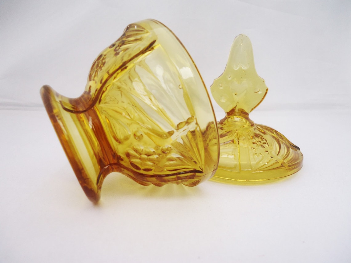 Amber Glass Trinket Box Amber Glass Jewellery Box Amber - Etsy UK