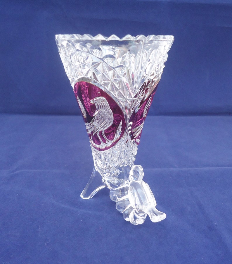 Vintage Hofbauer Cut Crystal Cornucopia Shaped Vase Hofbauer - Etsy