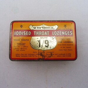 Vintage Lodised Throat Lozenges Pastilles Tin, Sure Shield Iodised ...