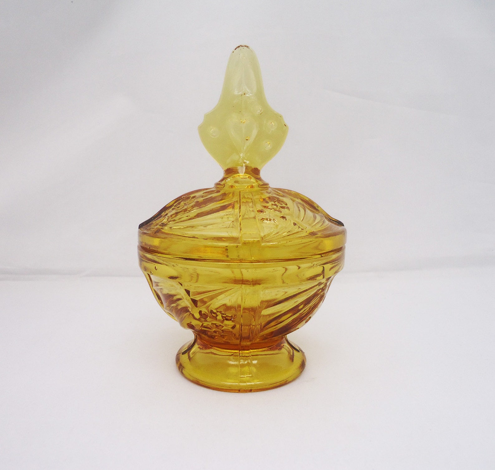 Amber Glass Trinket Box Amber Glass Jewellery Box Amber - Etsy UK