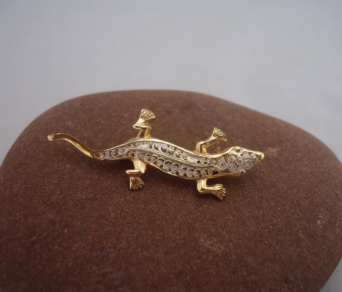 Sterling Silver Lizard Brooch Filigree Sterling Silver Lizard - Etsy