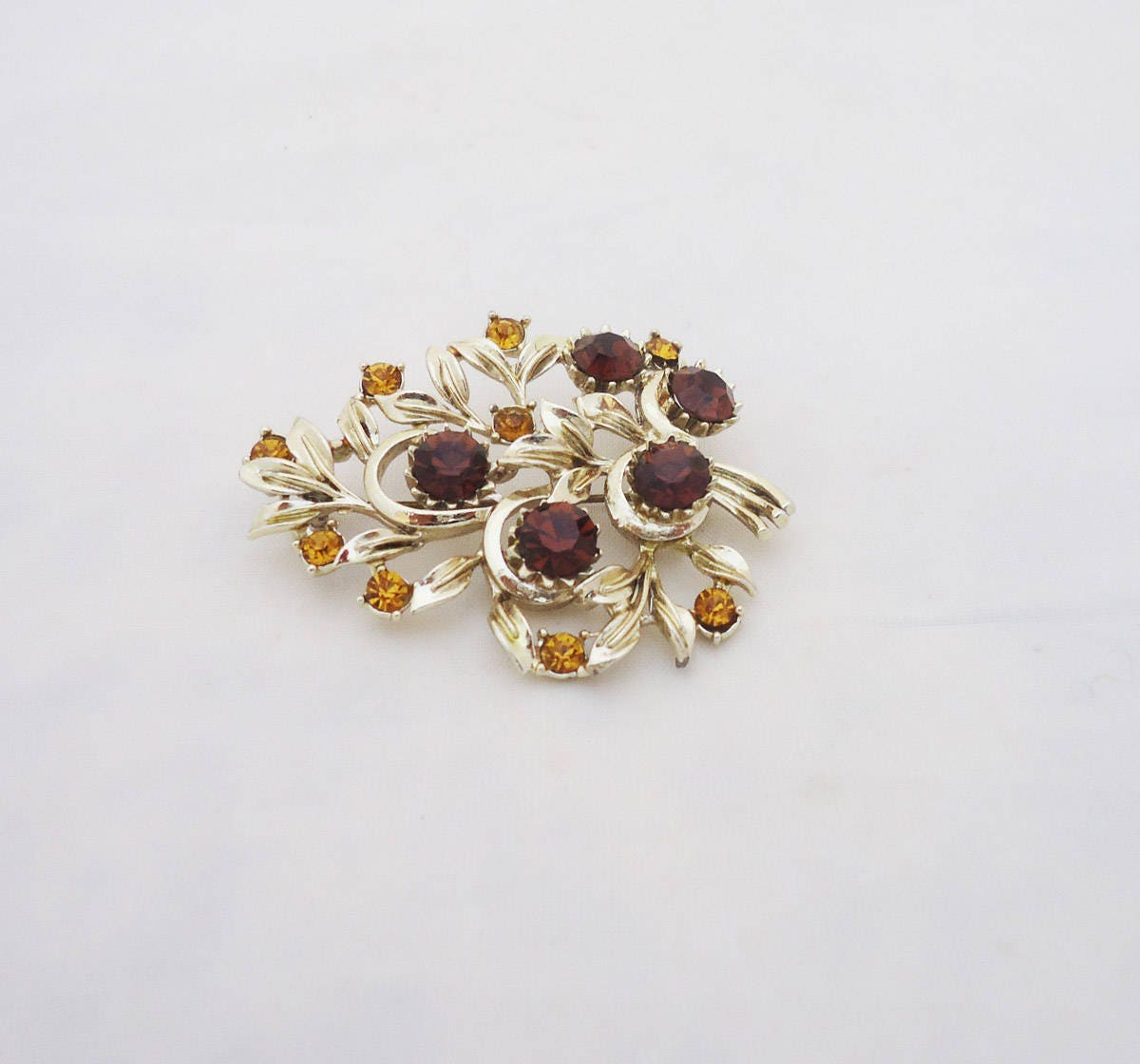 Vintage Rhinestone Brooch Yellow and Amber Rhinestone Brooch - Etsy UK