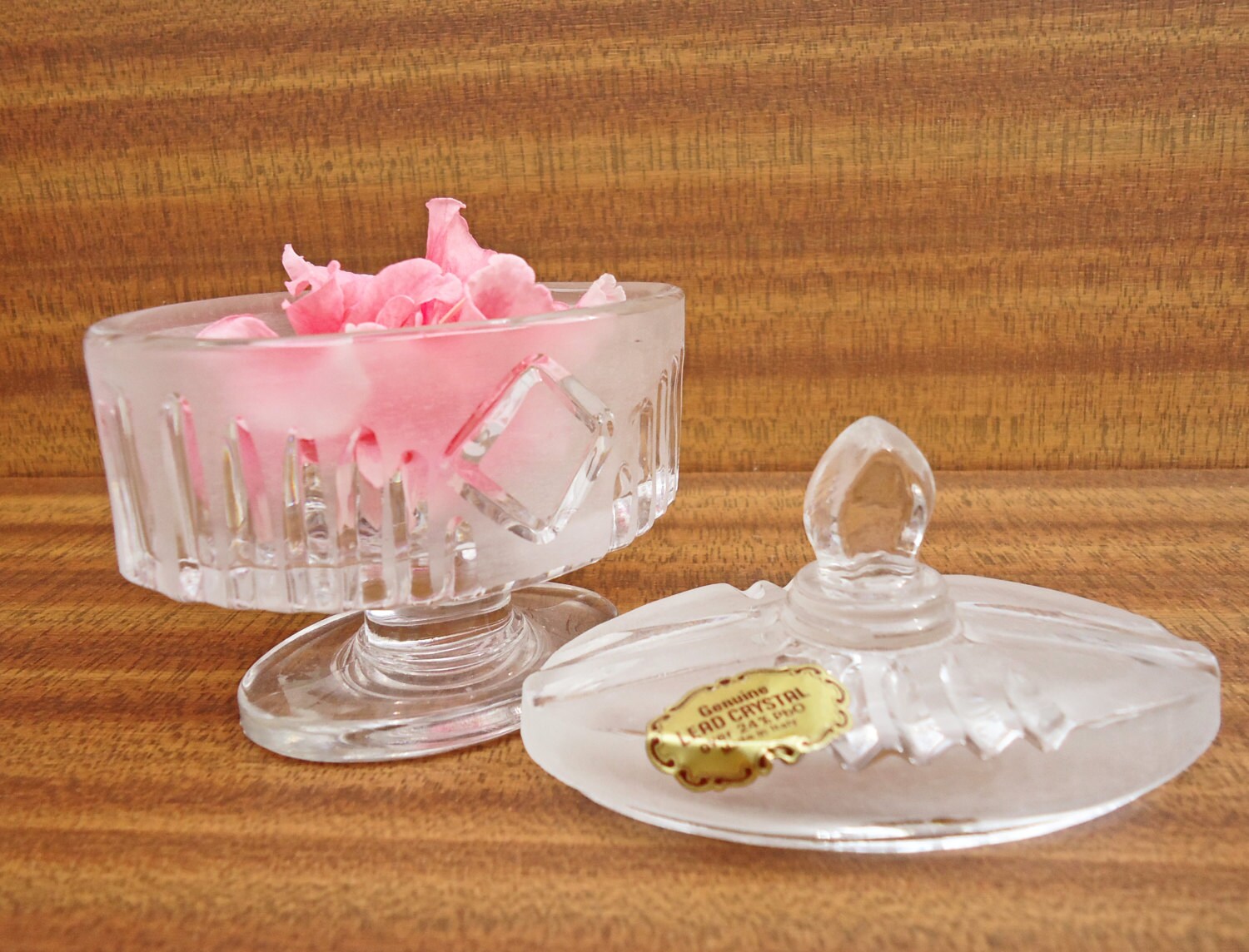 Vintage Lead Crystal Footed Trinket Box Satin Crystal Jewelry - Etsy UK