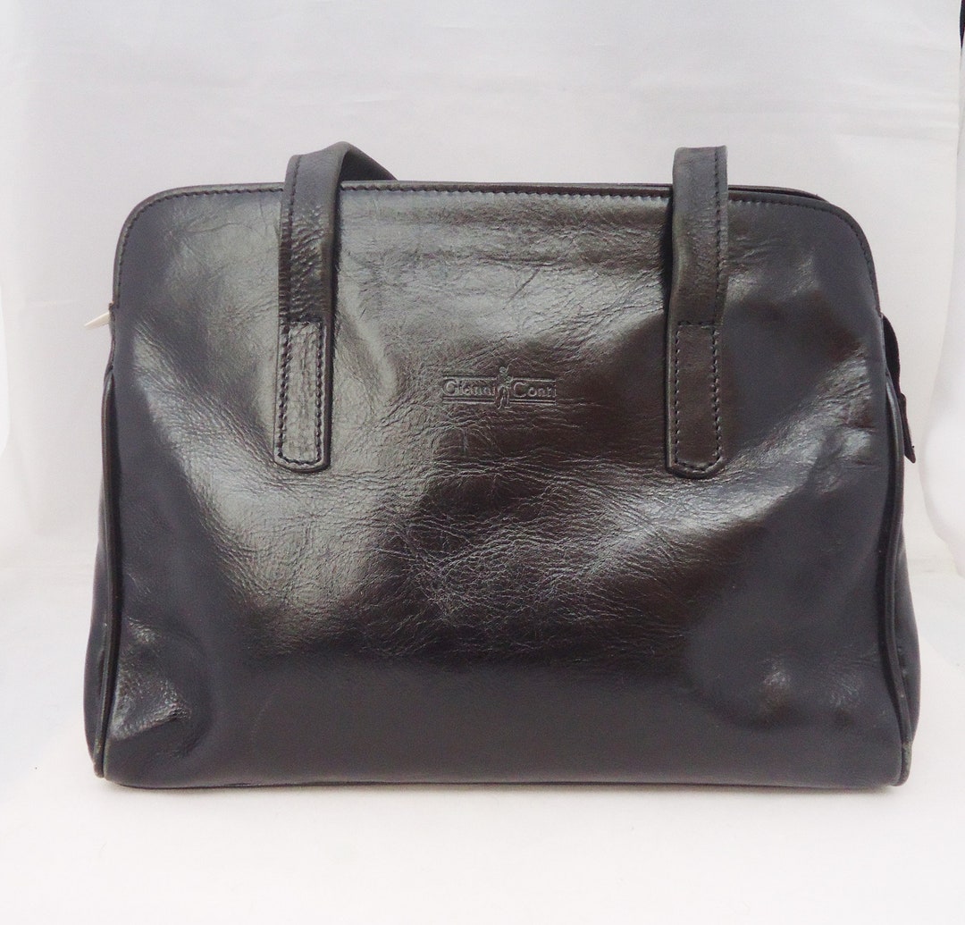 Vintage Gianni Conti Handbag, Gianni Conti Black Leather Hand Bag ...