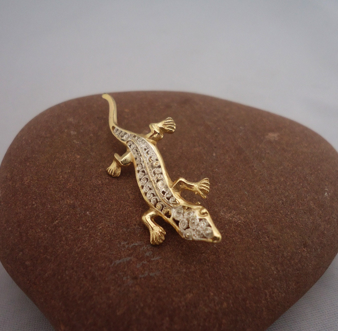 Sterling Silver Lizard Brooch Filigree Sterling Silver Lizard - Etsy