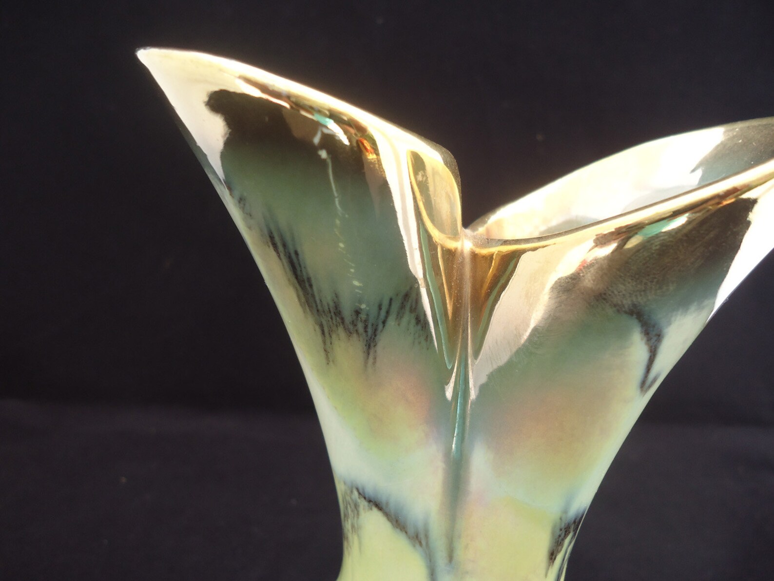 West German Ceramic Vase, German Drip Glaze Vase, Double Flute Vase ...