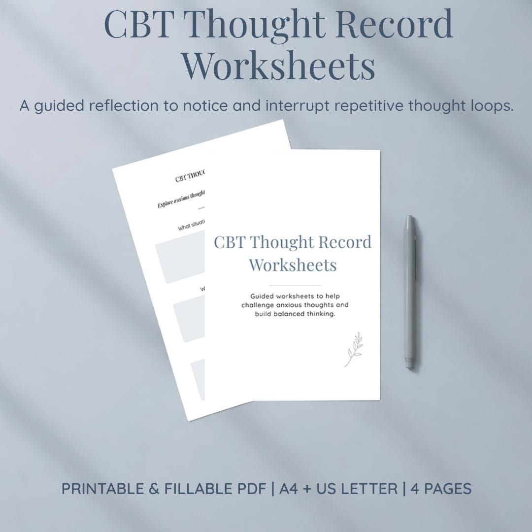 CBT Thought Record Worksheets | Cognitive Distortion & Restructuring ...