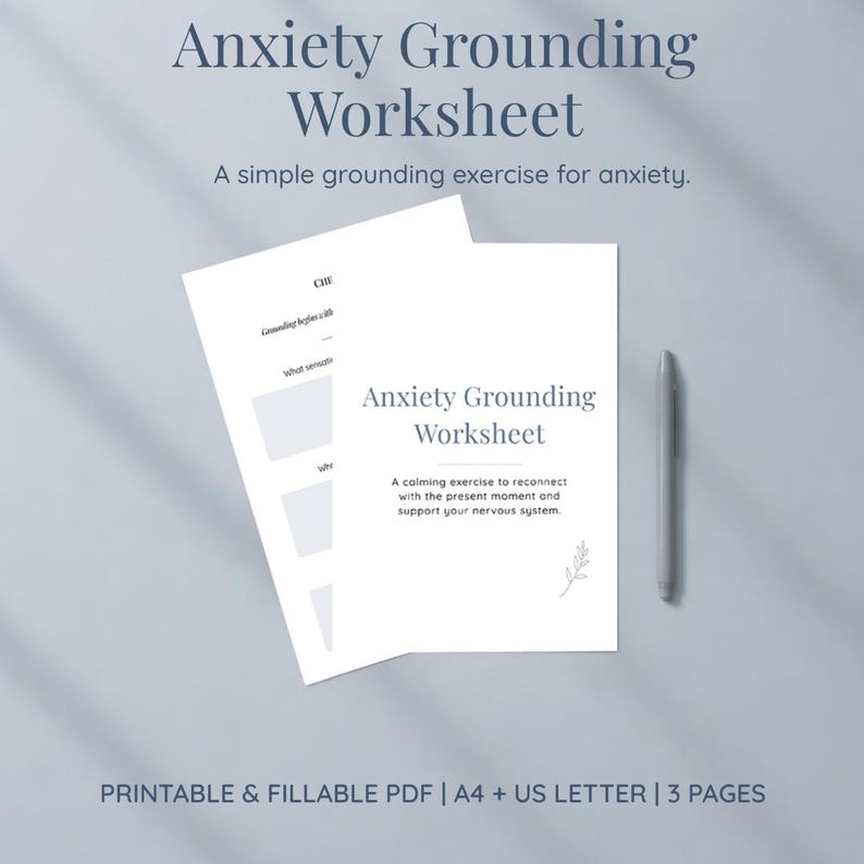 Anxiety Grounding Worksheet | Coping Skills, Therapy Tool (printable ...