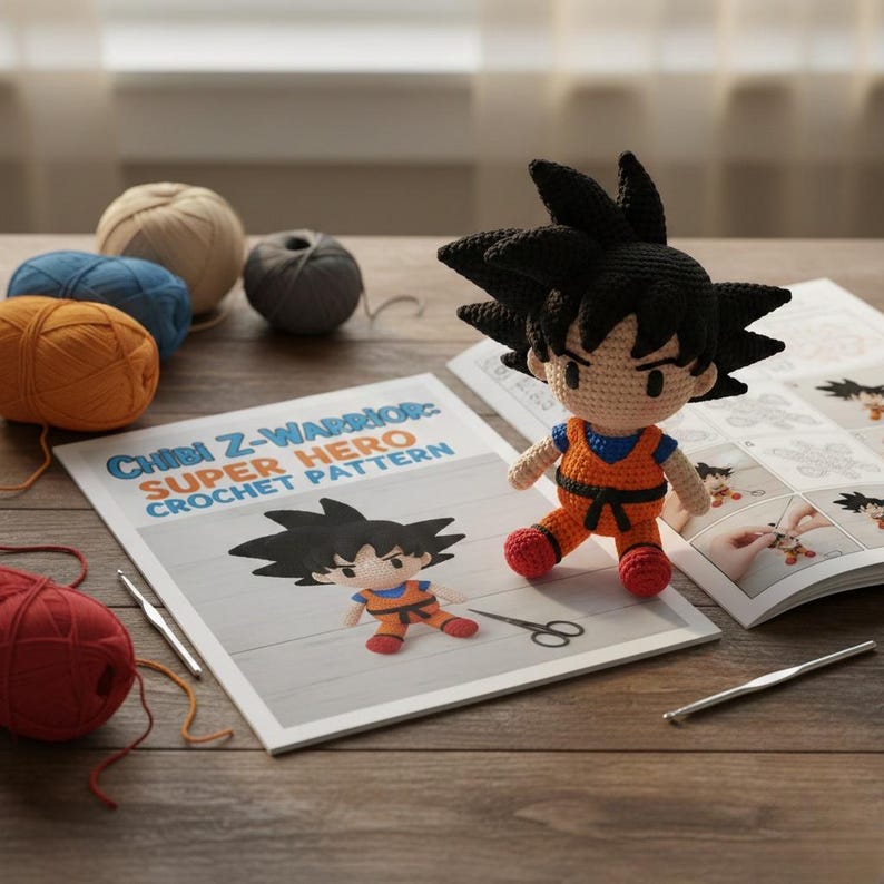 Crochet Chibi Goku Amigurumi Pattern, Cute Anime Crochet Toy PDF, Goku ...