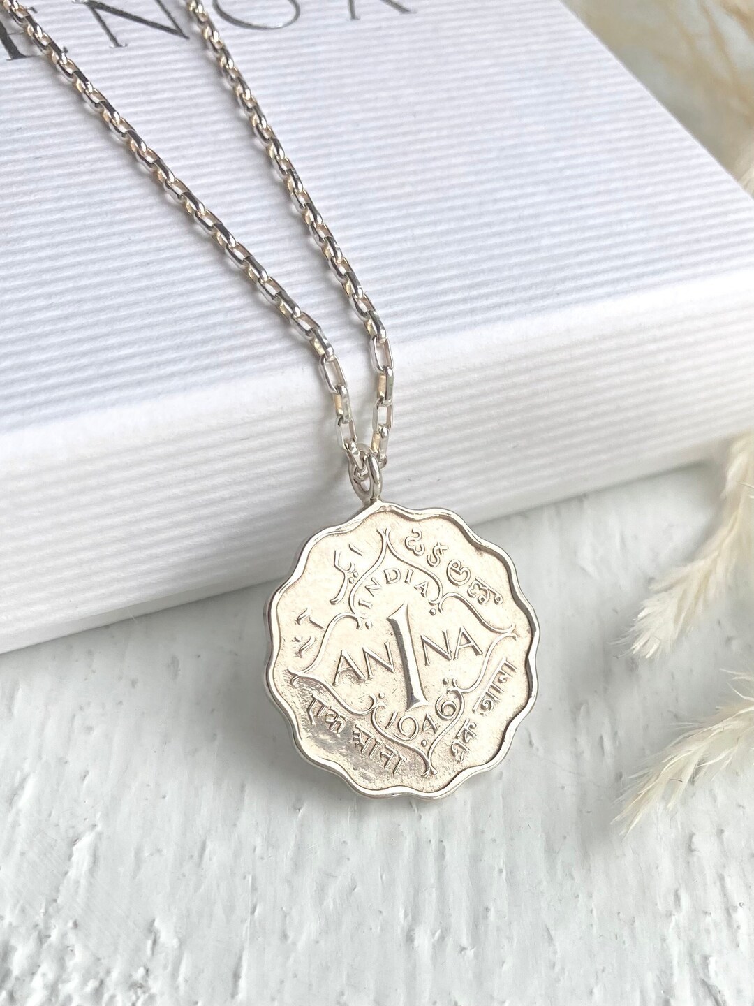 Indian Coin Necklace, Anna Rupee Pendant, 1946 Date, Silver Chain - Etsy