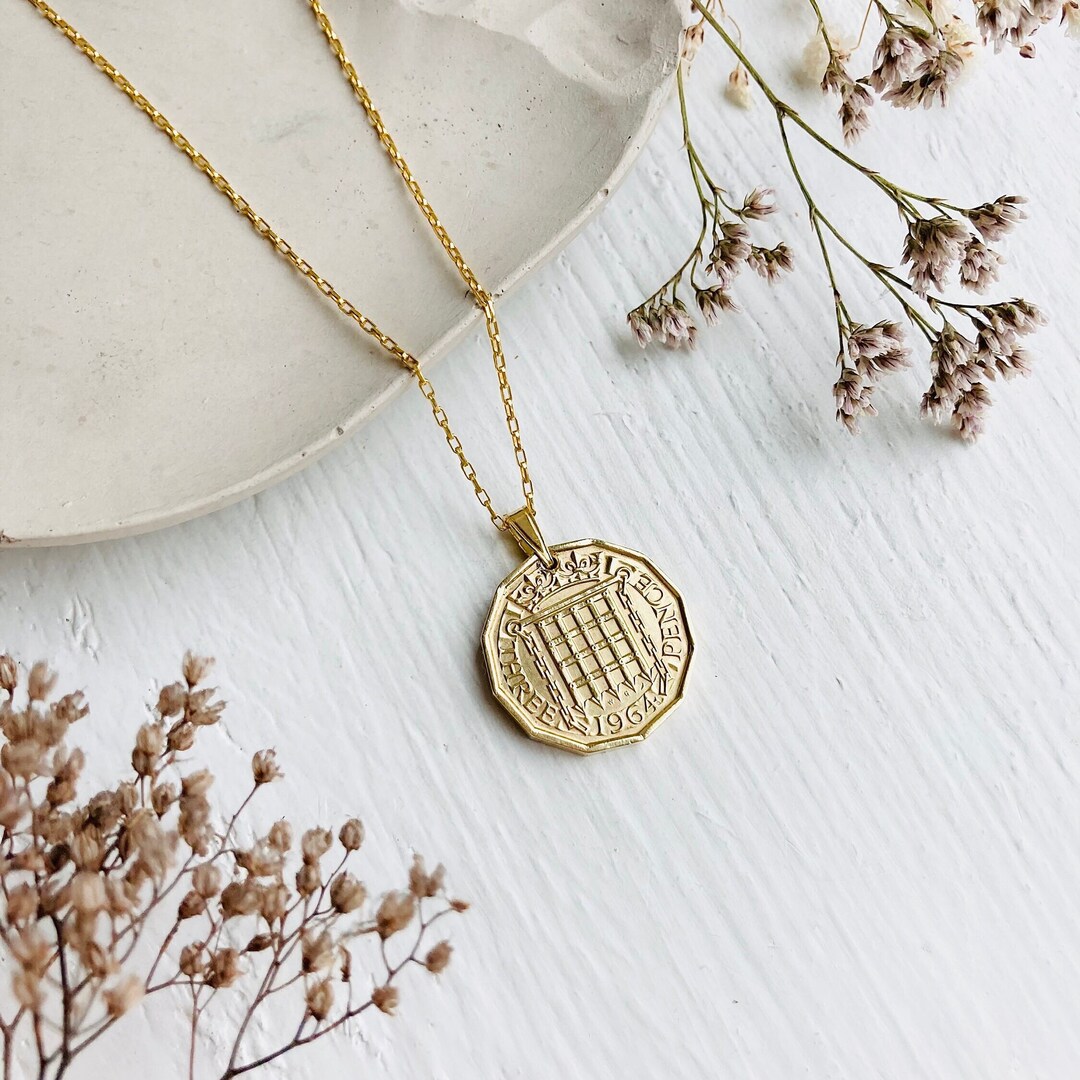 60th Birthday Gold Coin Pendant - 1965 Gift for Mother or Sister - Gold ...
