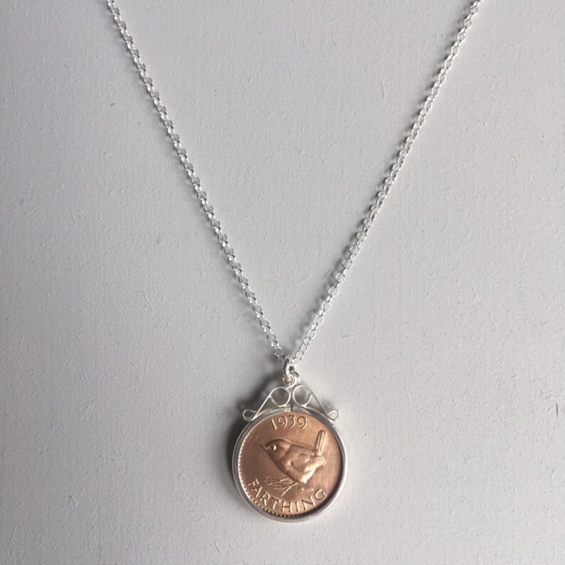 80th Birthday Gift: 1946 Wren Farthing Coin Sterling Silver Necklace - Etsy
