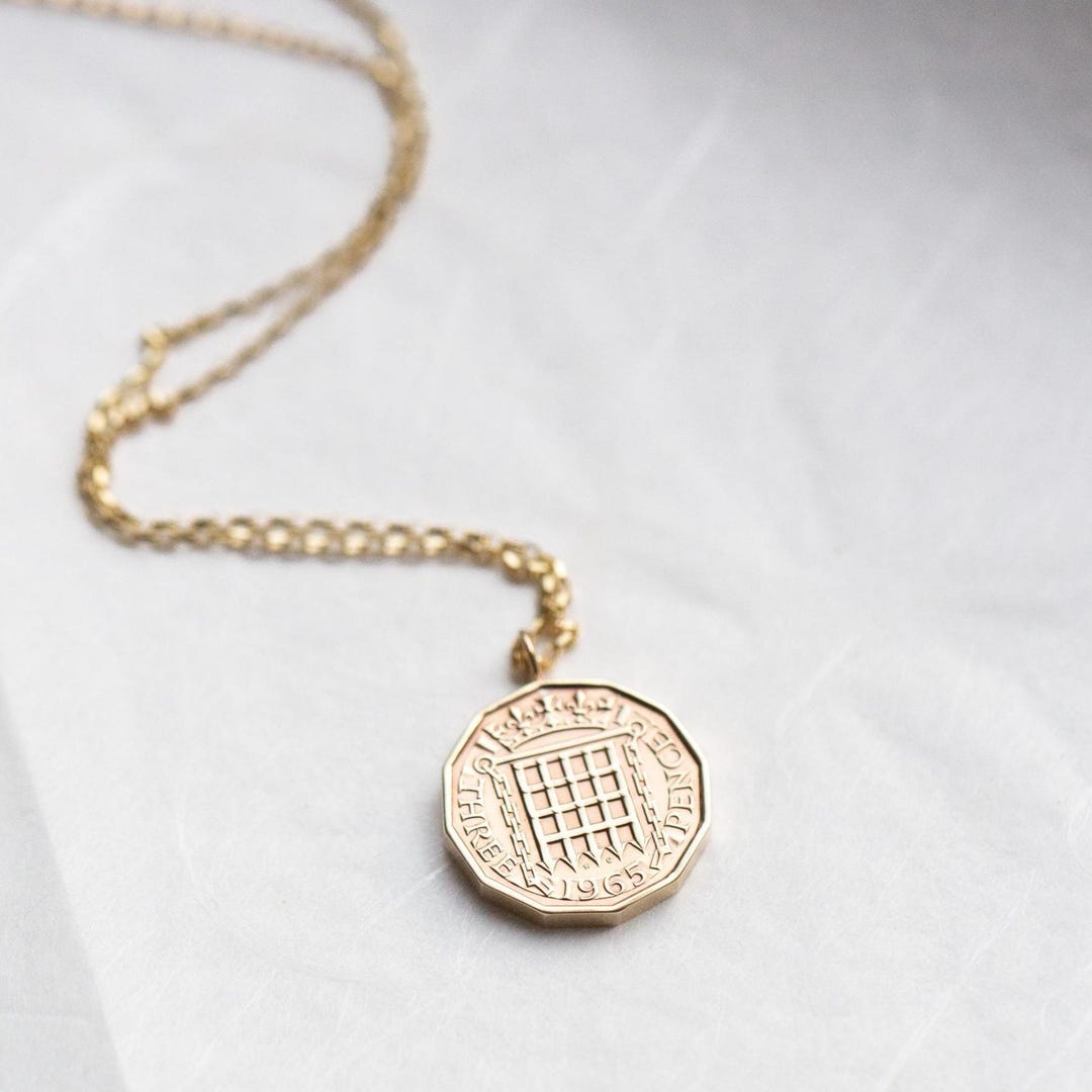 60th Birthday Gift, 1965 British Coin Pendant With Gold Chain | Vintage ...
