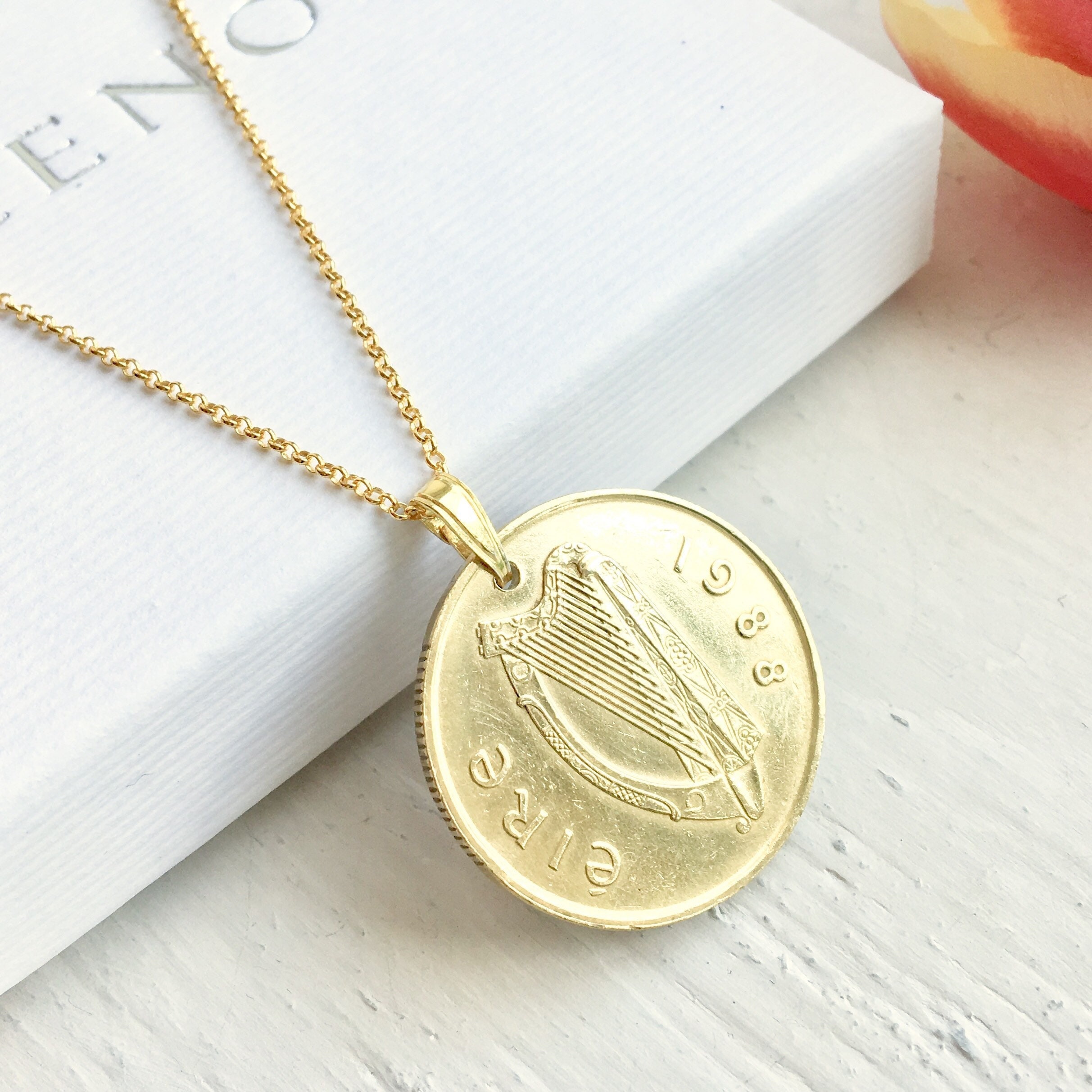 Gold irish coin necklace store