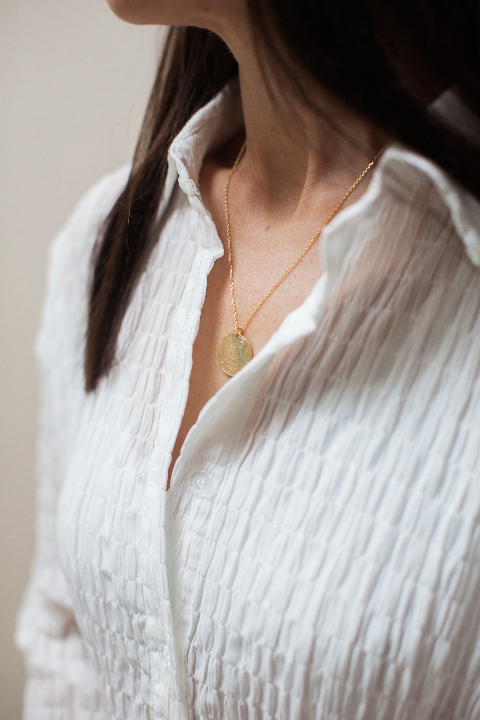 Italian Gold Coin Necklace for Women or Men Oak Leaf Tree | Etsy