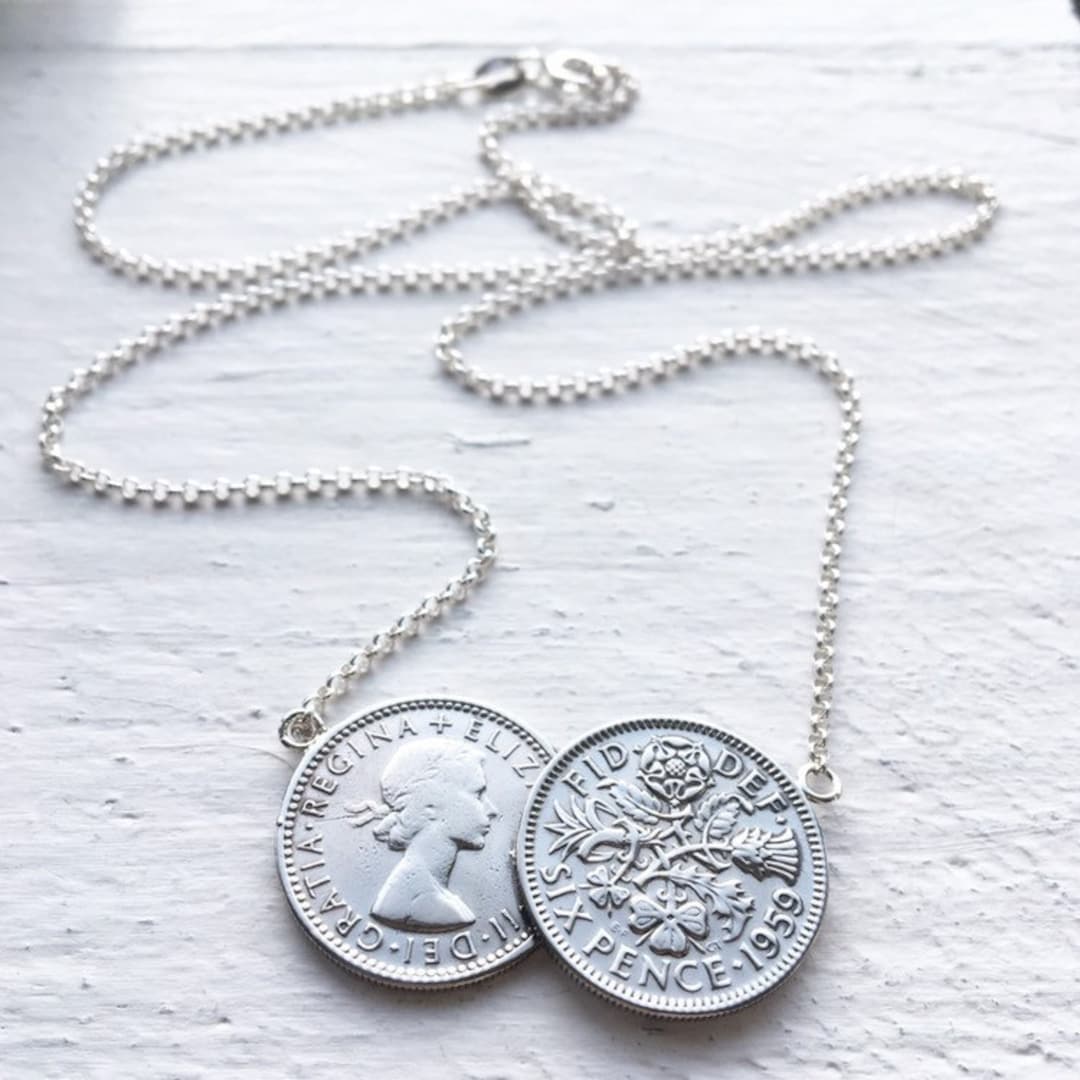 Silver Double Coin Necklace Layered Necklace Set of Two - Etsy