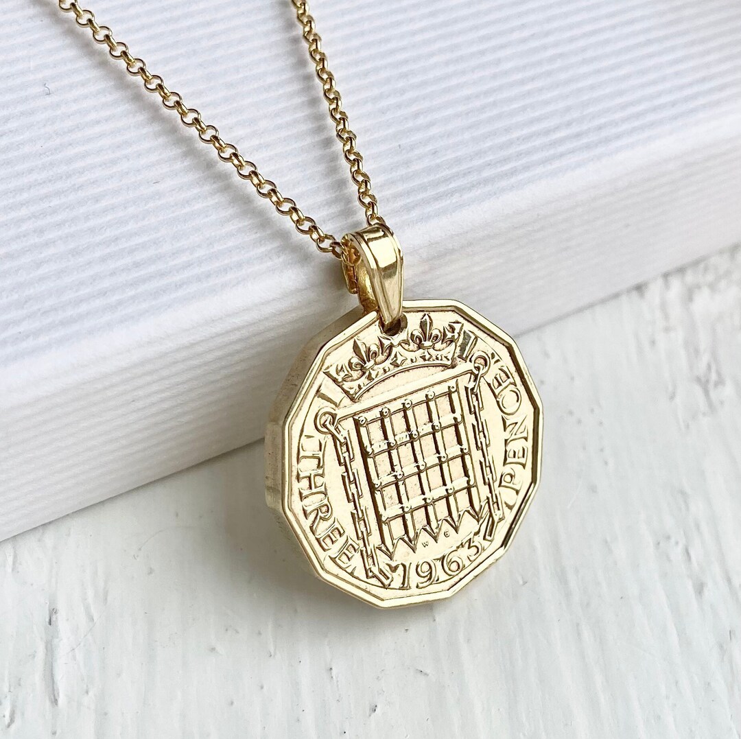60th Birthday Gold Coin Pendant 1964 Gift for Women, 60th Birthstone ...