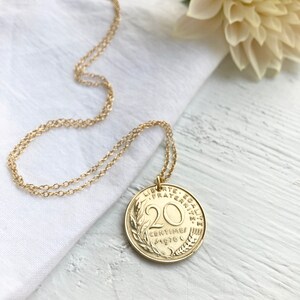 Vintage French Coin Necklace, Personalized Anniversary Gift - Etsy