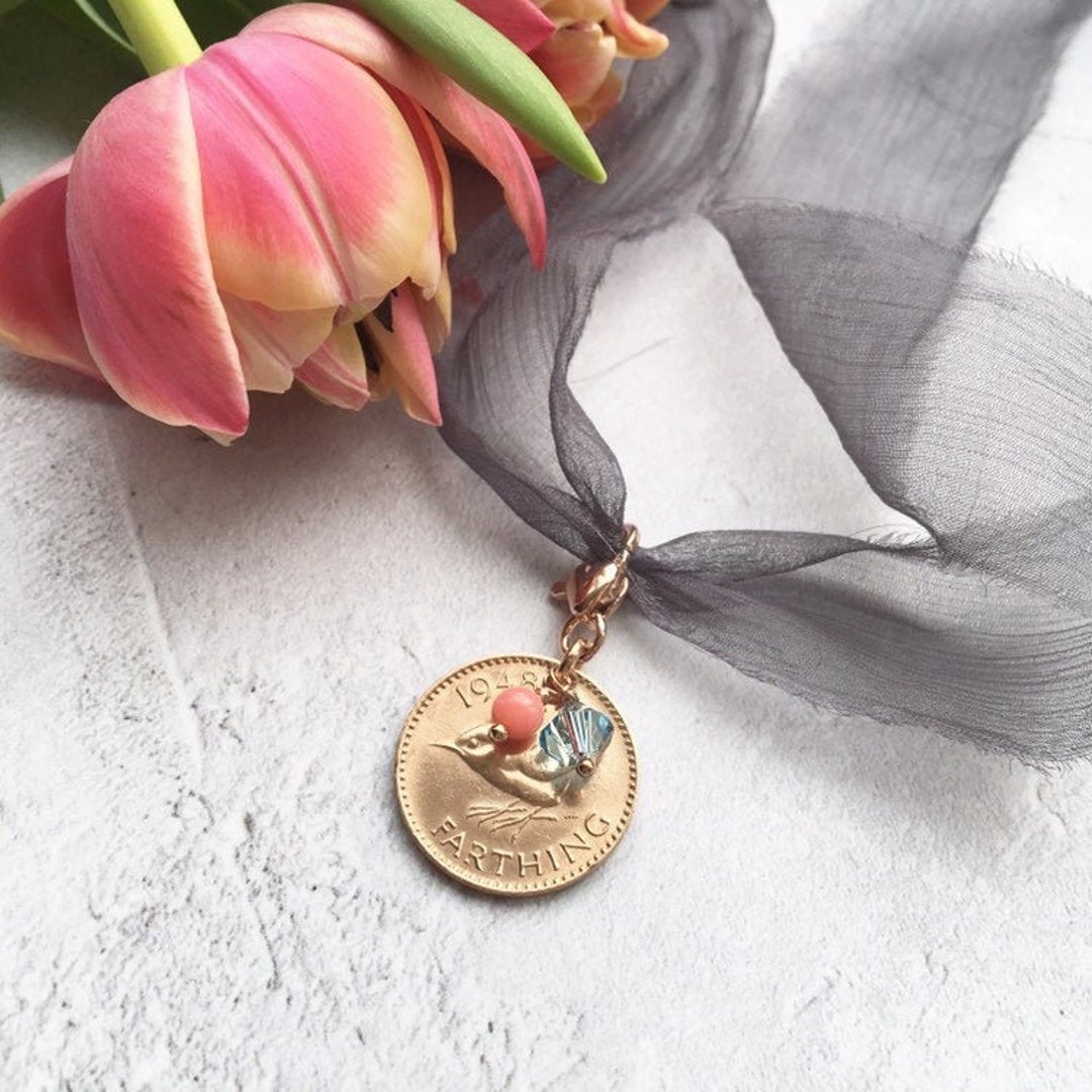 Rose Gold Farthing Wedding Charm: Something Old, New, Borrowed, Blue - Etsy