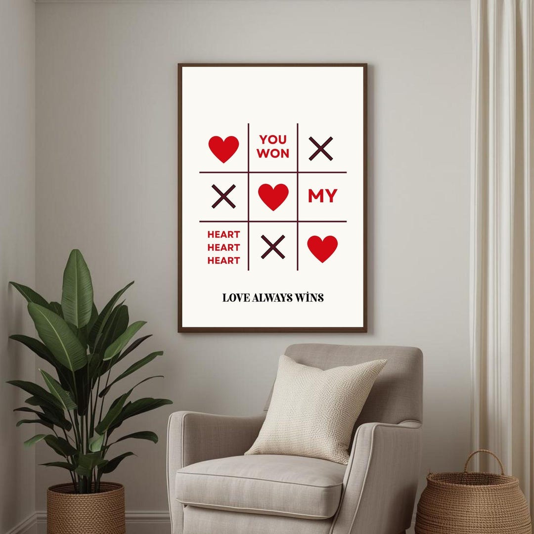 Romantic Tic Tac Toe Heart Print - Etsy