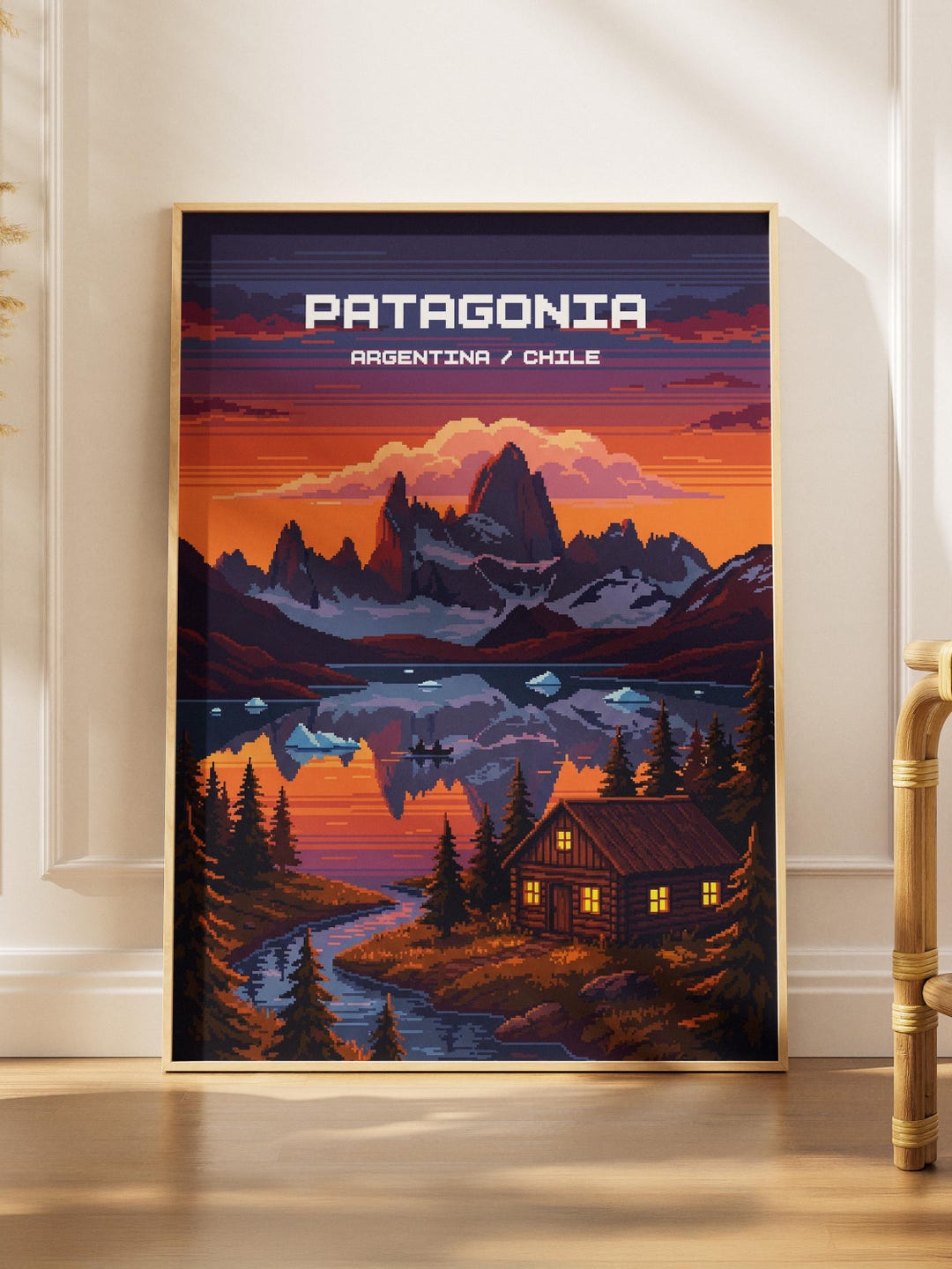 Patagonia Pixel Art Poster – Retro 8-bit Travel Print - Etsy