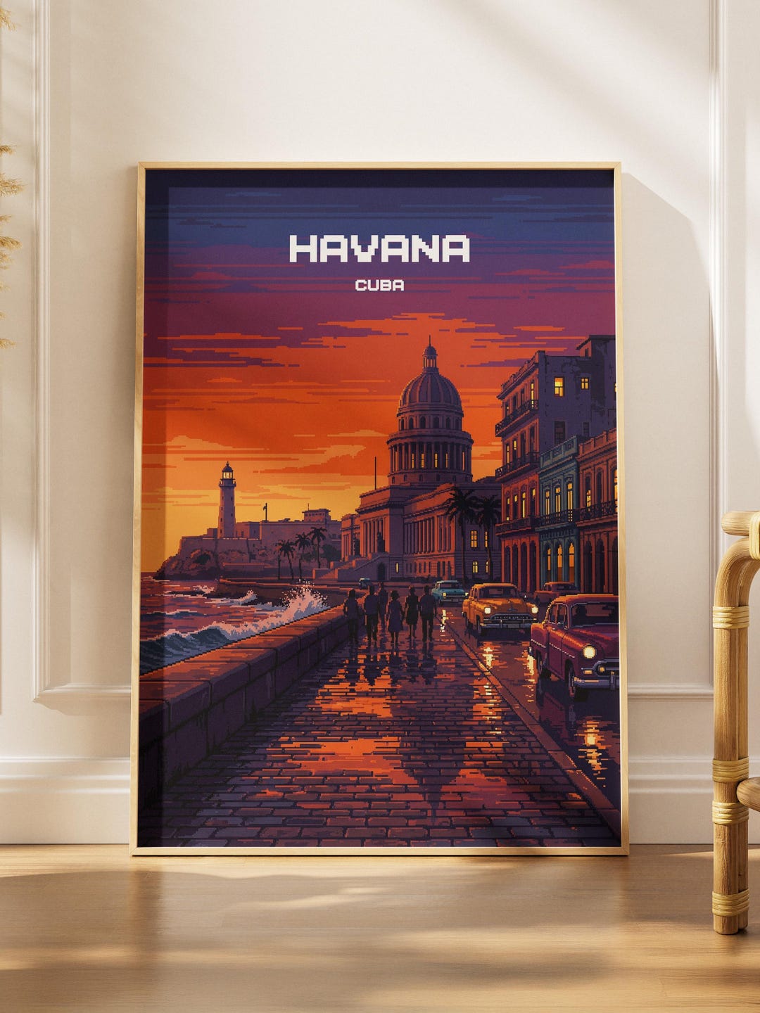 Havana Cuba Pixel Art Poster – Retro 8-bit Travel Print - Etsy