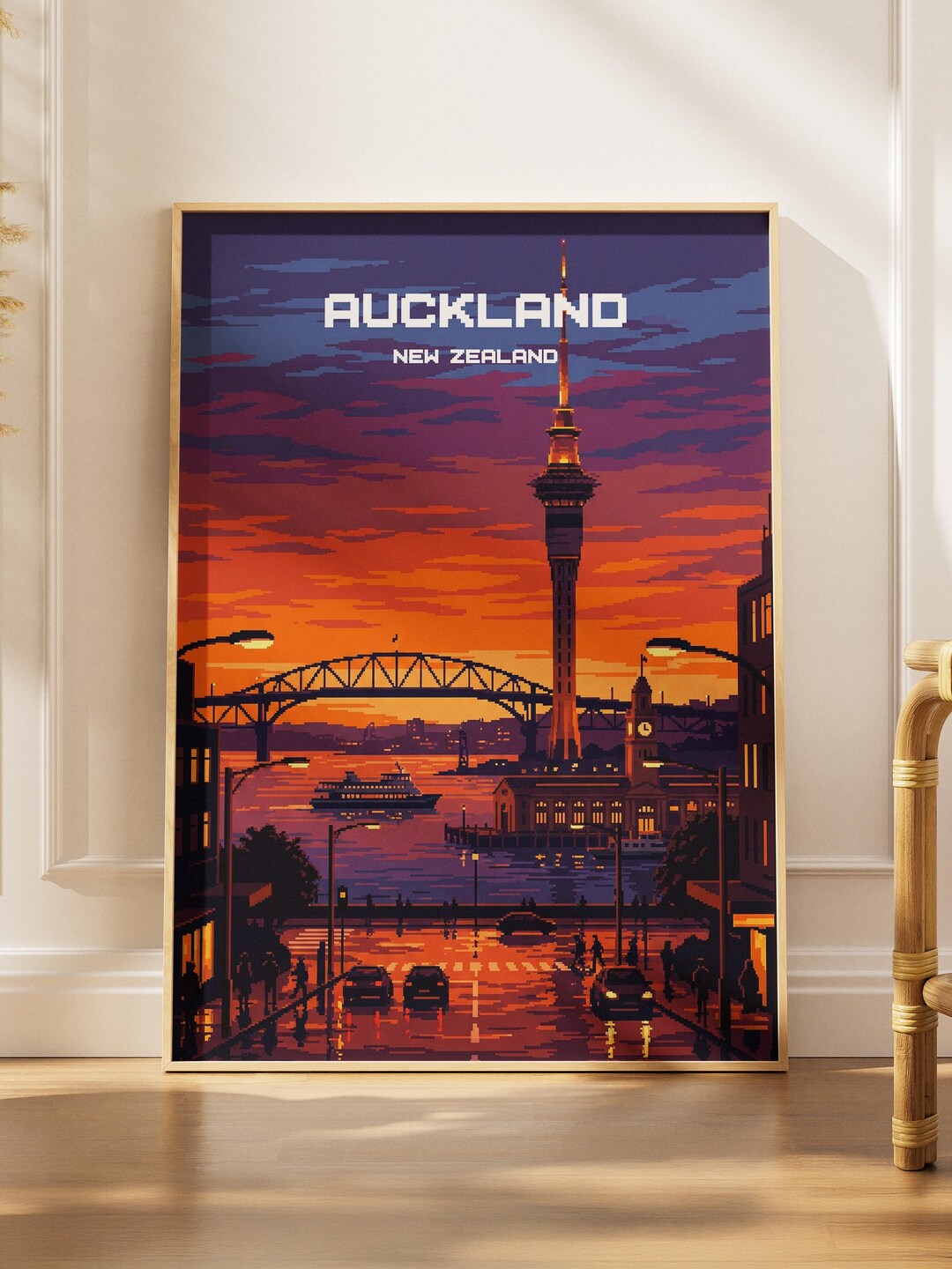 Auckland New Zealand Pixel Art Poster – Retro 8-bit Travel Print - Etsy