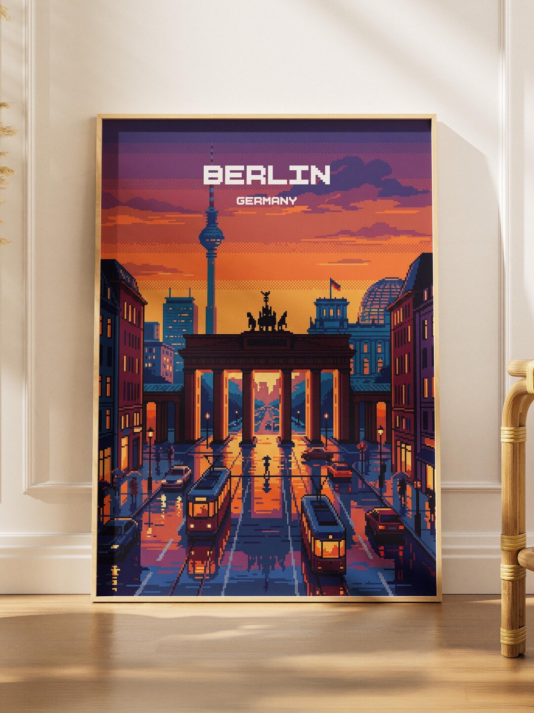 Berlin Germany Pixel Art Poster – Retro 8-bit Travel Print - Etsy