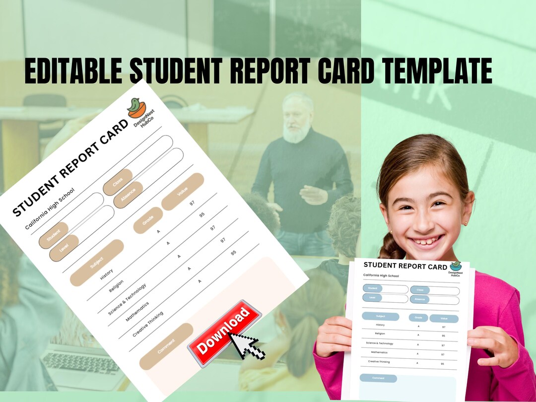 Student Report Card Template – Editable PDF for Teachers, Printable ...