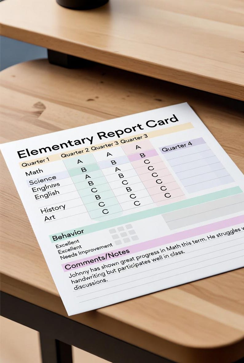 Student Report Card Template – Editable PDF for Teachers, Printable ...