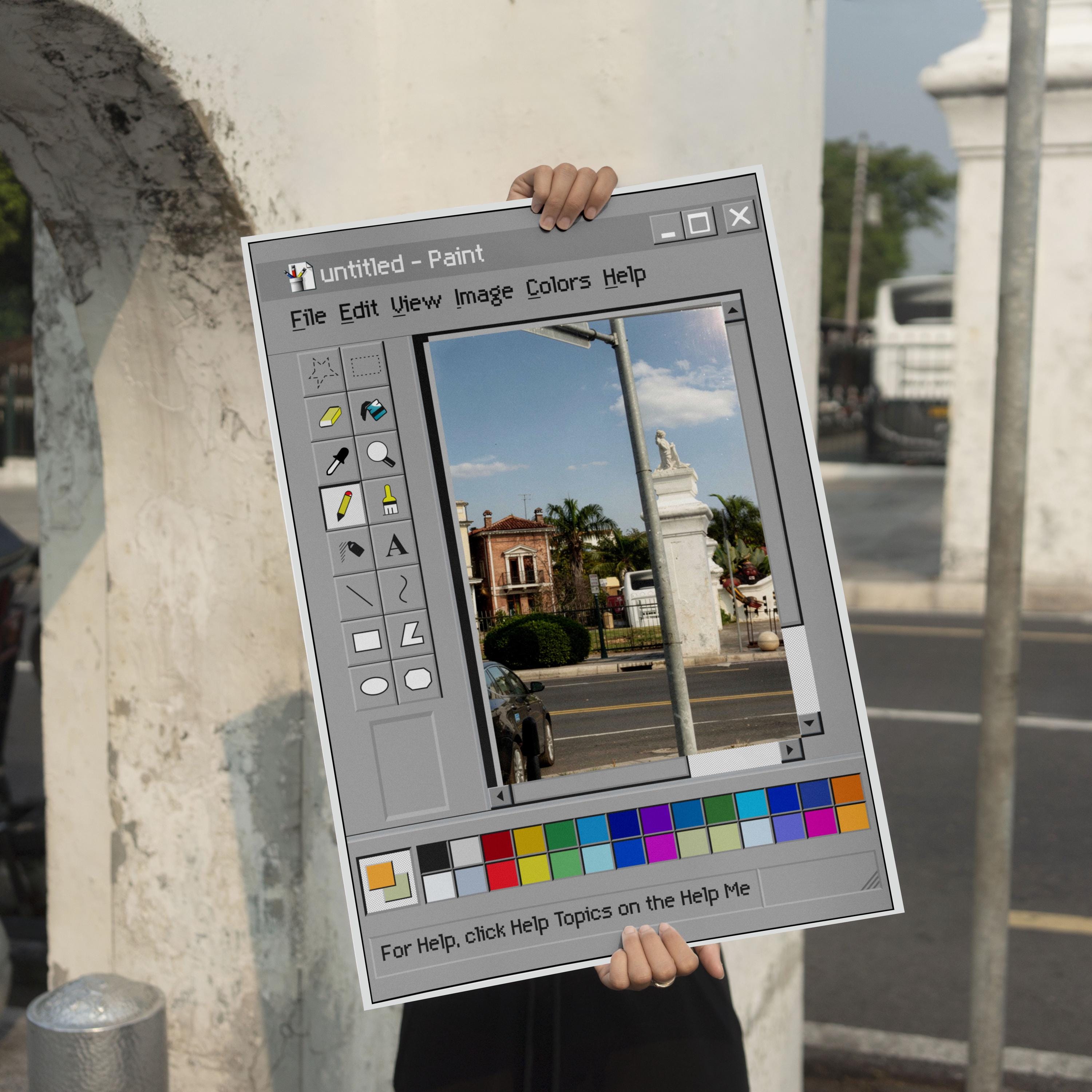 Ms Paint Style Mirror, Gray Pixelated Frame, Nostalgic Decor, Designer ...