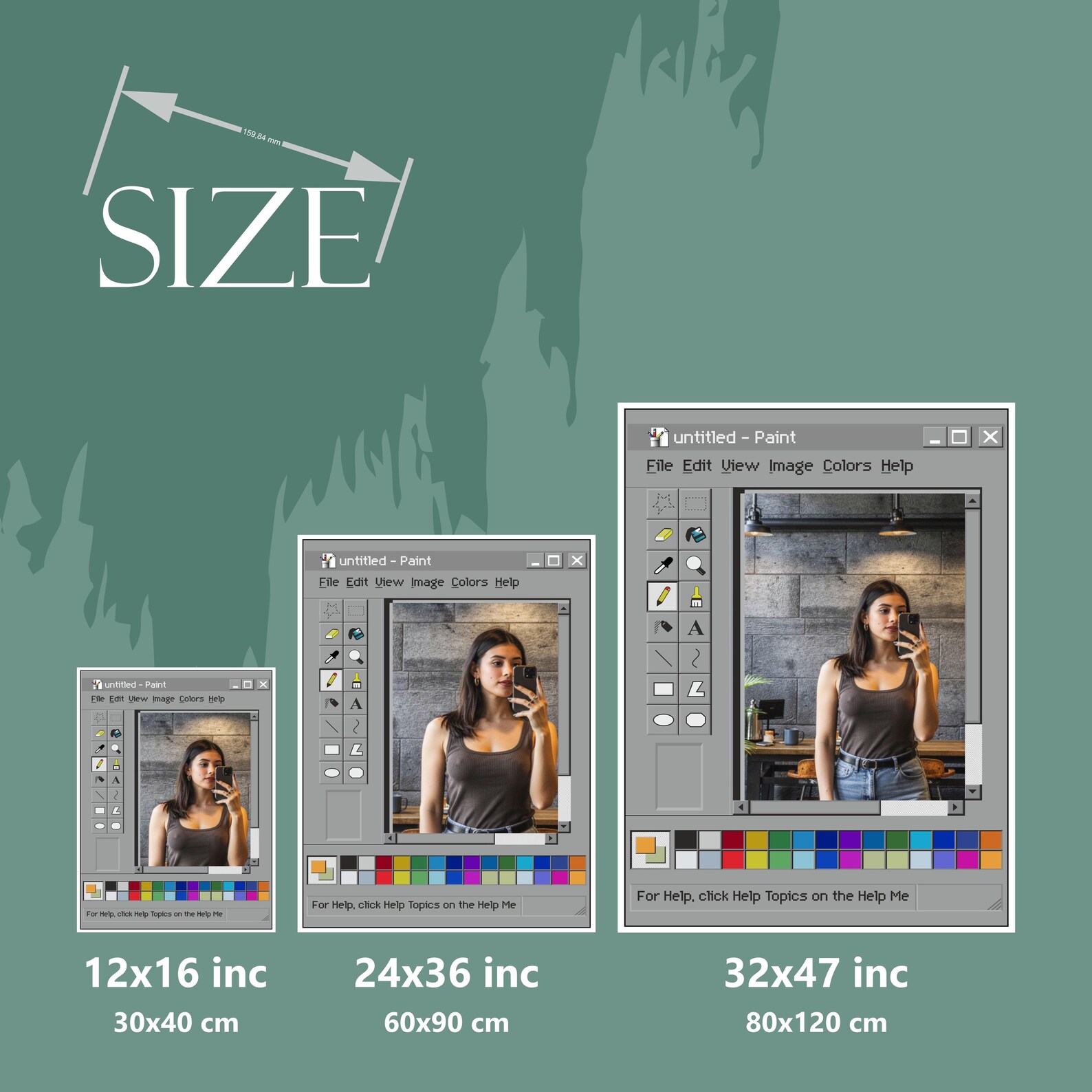 Ms Paint Style Mirror, Gray Pixelated Frame, Nostalgic Decor, Designer ...