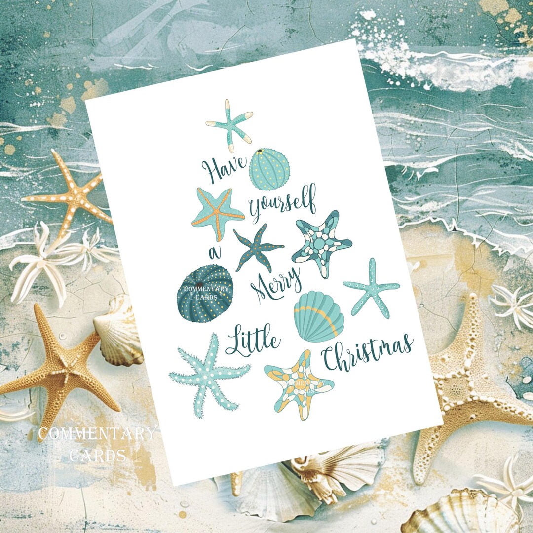 Seashell Christmas Card Printable PDF, Free Envelope Template - Etsy
