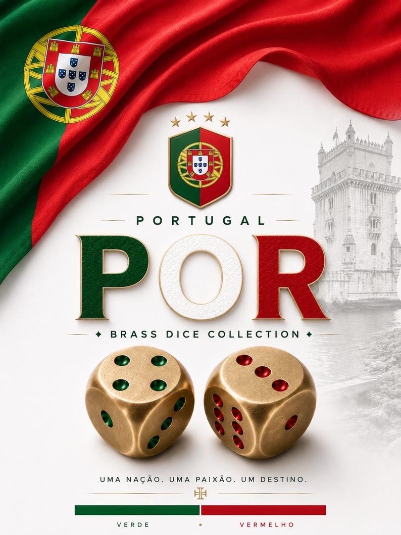 2026 World Cup Brass Dice Collection – National Team Colors, Pocket ...