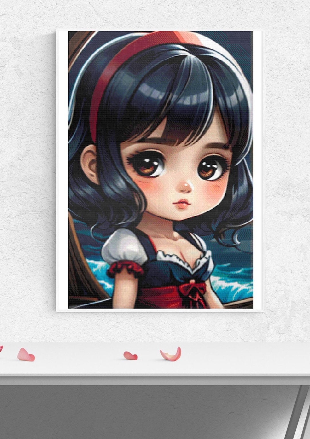 Digital Cross Stitch Pattern, Instant Digital Download, Chibi Girl on ...