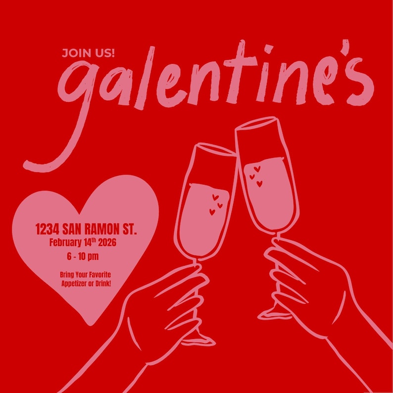 Editable Galentine's Invitation Template • Modern Girls Night (canva ...