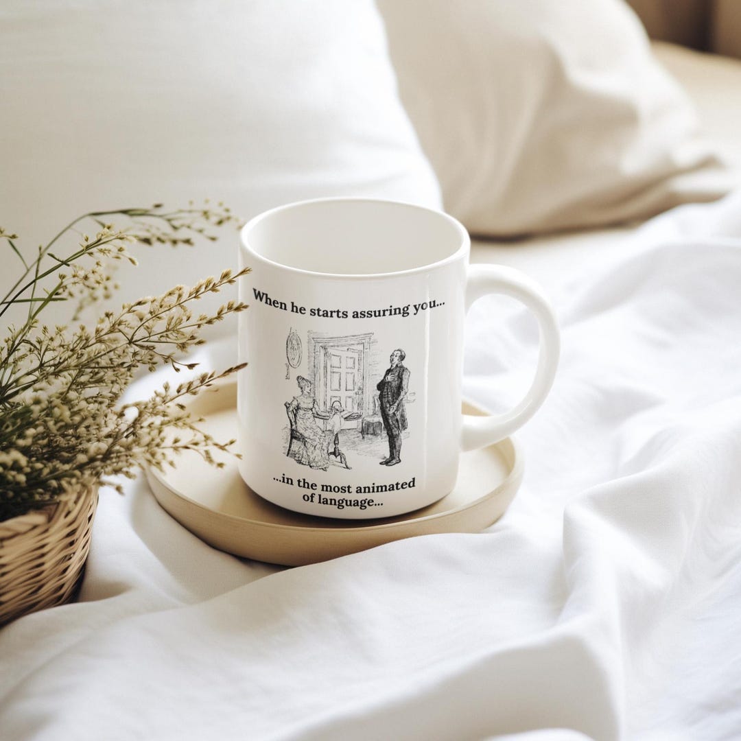Funny Mr. Collins Illustrated Mug | Pride and Prejudice Ceramic Gift - Etsy