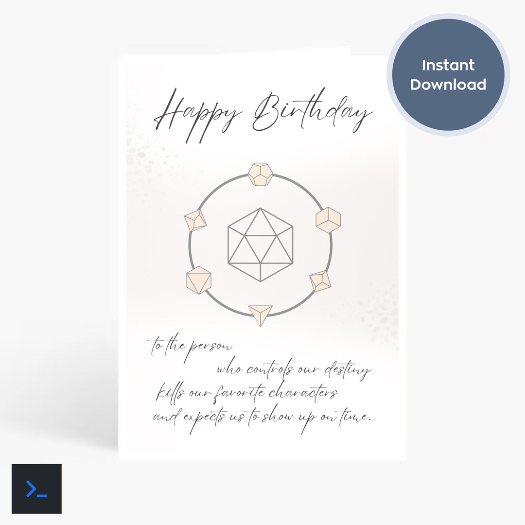 Funny DND Birthday Card – Game Master Gift (digital Download & Envelope ...