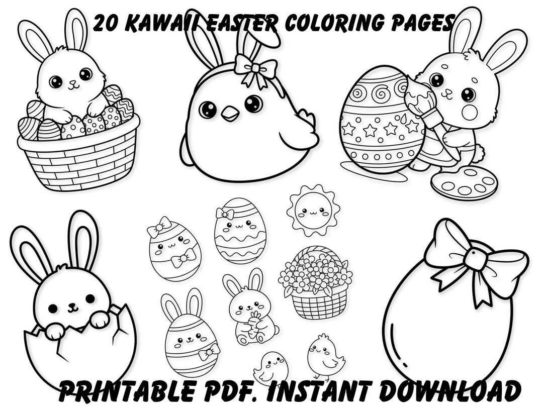 Easter Coloring Pages for Kids 3-8, Cute Bunny Printable PDF, 20+ Pages ...