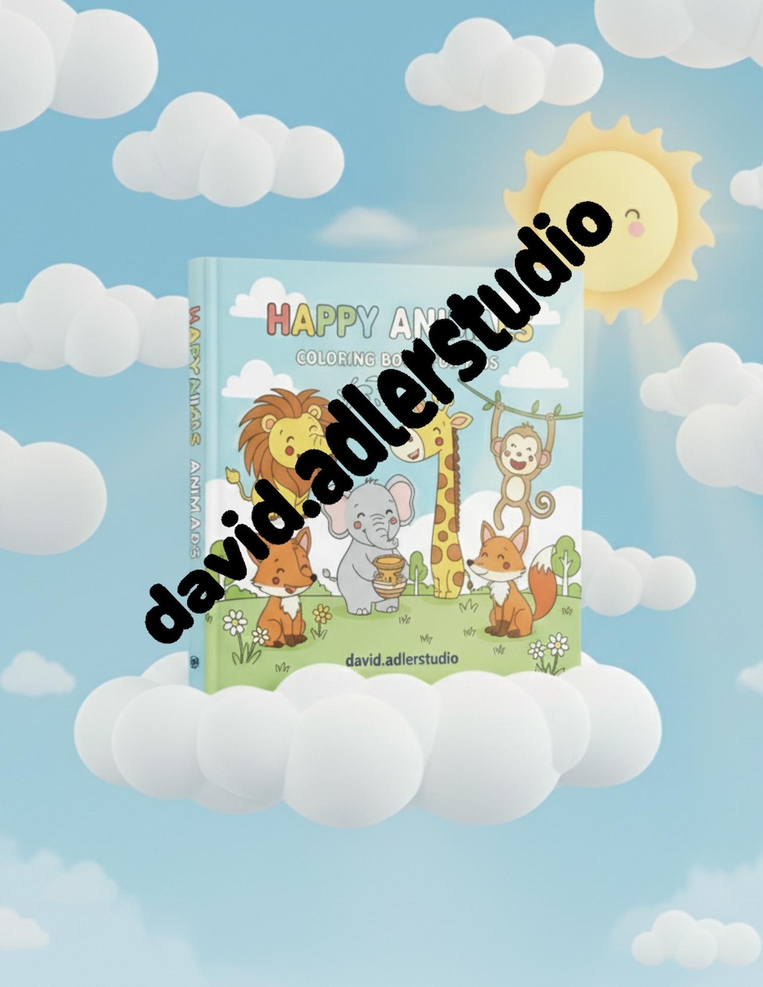 Happy Animals Coloring Book for Kids. Cute Animals. Fun Coloring Pages ...