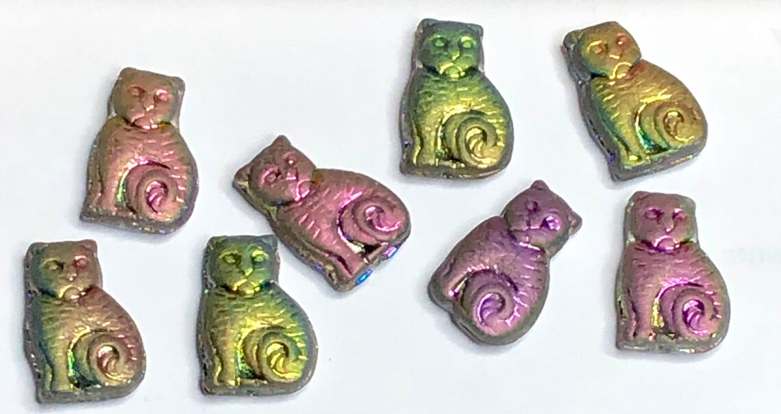 Czech Cat Bead 17/13mm Vitrial Matte Half Coat QTY 2 - Etsy