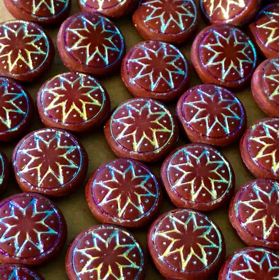 Czech Star of Ishtar Beads 13mm Opaque Burnt Umber Metallic - Etsy