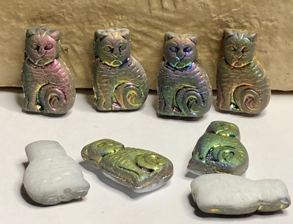 Czech Cat Bead 17/13mm Vitrial Matte Half Coat QTY 2 - Etsy