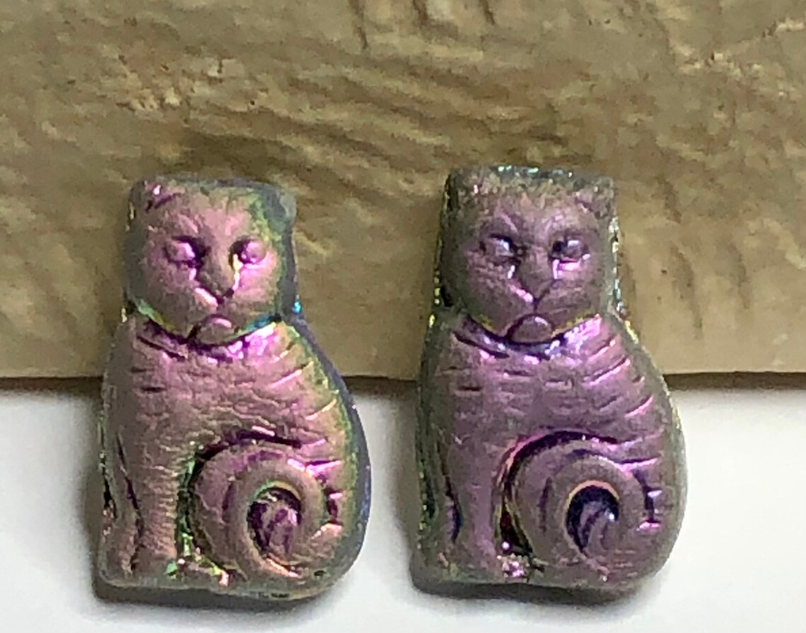 Czech Cat Bead 17/13mm Vitrial Matte Half Coat QTY 2 - Etsy