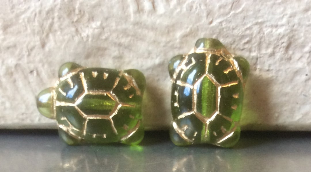Czech Turtle Bead 20mm X 8mm Olivine Gold Qty 2 - Etsy