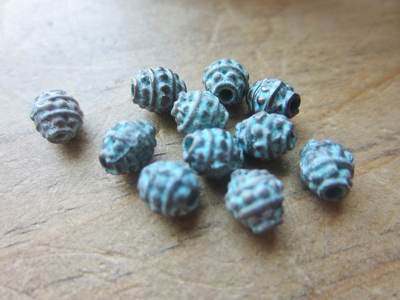 Mykonos Bali Style Spacer Bead 5mm X 6mm Oval Green Patina QTY 10 - Etsy