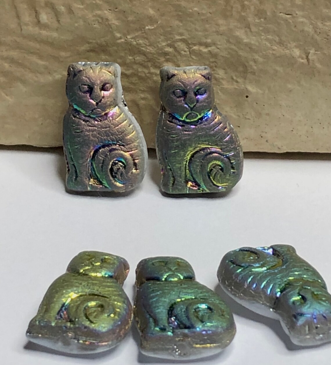 Czech Cat Bead 17/13mm Vitrial Matte Half Coat QTY 2 - Etsy